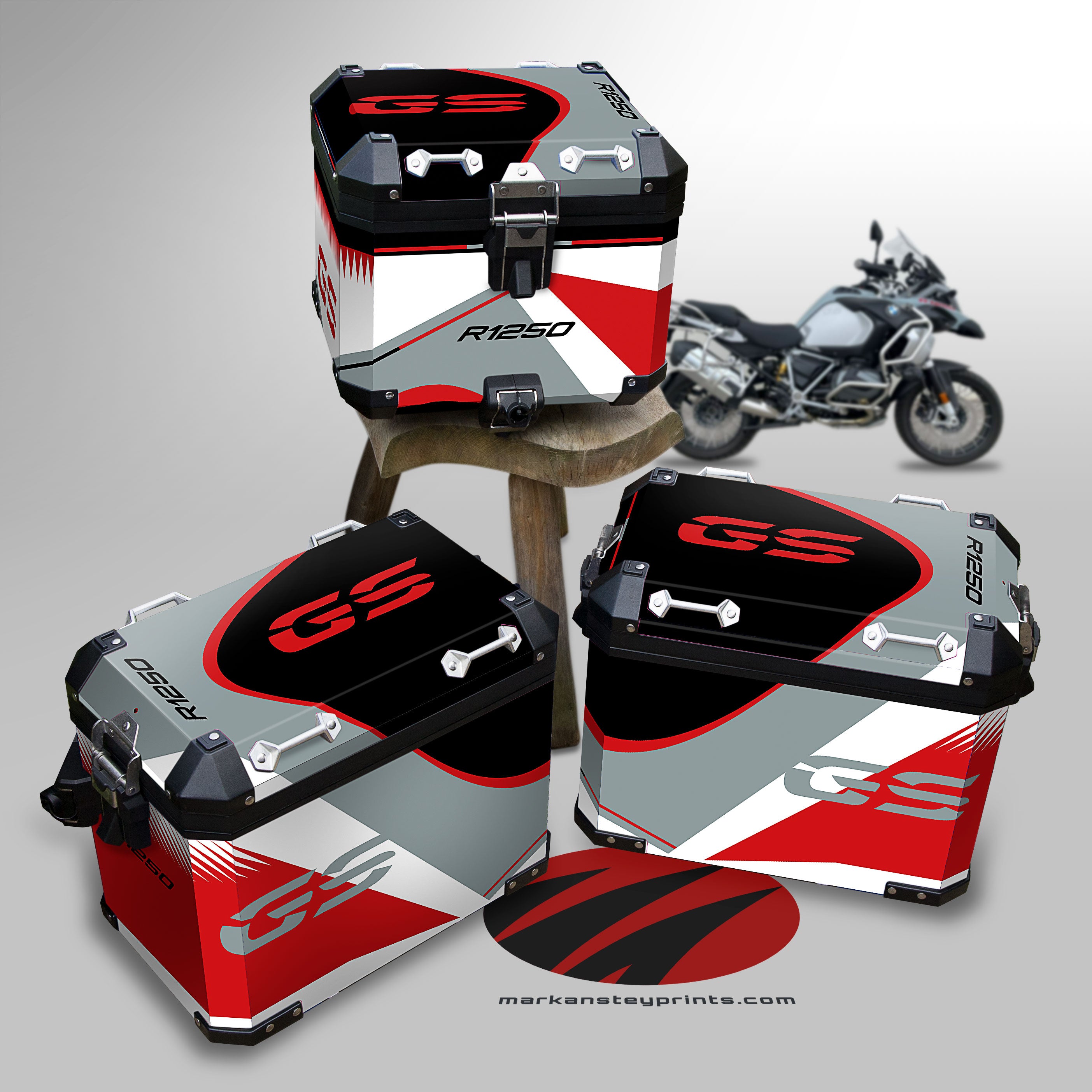 BMW R1250 GSA Ice Grey, Black & Red Triangles – Mark Anstey Prints
