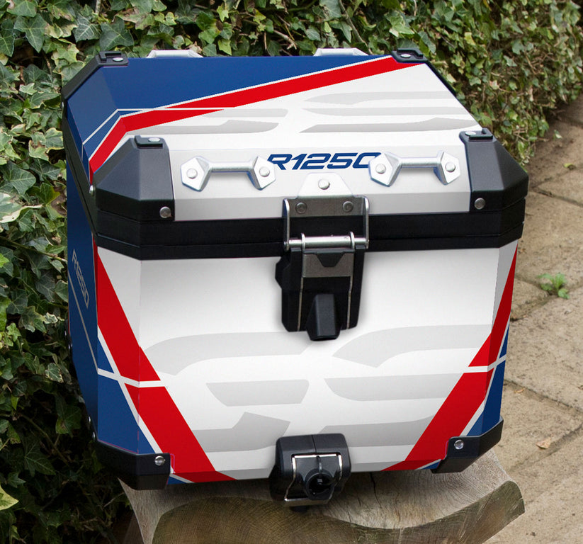 BMW R1250 GSA Rallye HP Red, White and Blue Panniers & Top Box Decals ...